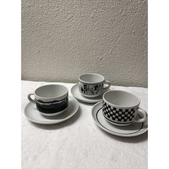 Art | 3 Sets Of Retro Cafe Scene Brazil Espresso Demitasse Cups Saucers ...